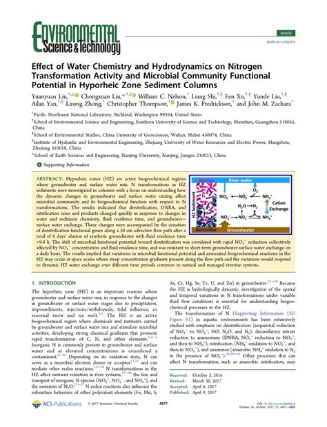 Pdf Effect Of Water Chemistry And Hydrodynamics On Nitrogen