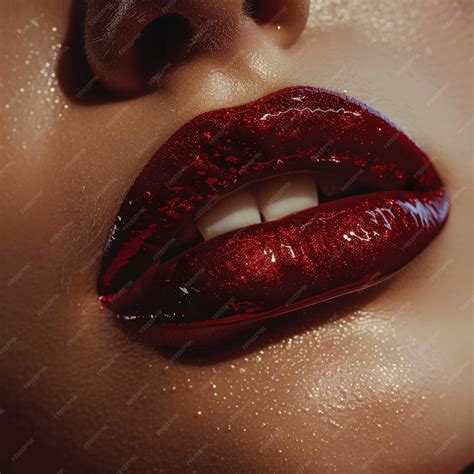 Close Up Gorgeous Woman Middle Of The Face Focusin On Lips Premium Ai