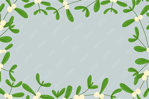 Premium Vector Mistletoe Vector Frame Floral Border Flat Cartoon