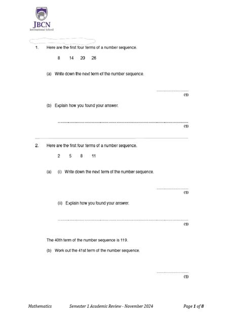 Gr6mathssequences Revision Worksheet Grade 6 Pdf