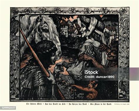 Ksatria Wanita Dan Iblis Fantasi Keinginan Godaan Ilustrasi Stok Unduh Gambar Sekarang Istock