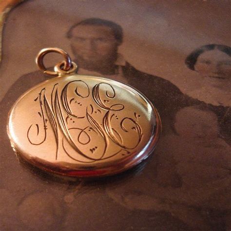 Antique Gold Locket Engraved Meg Etsy