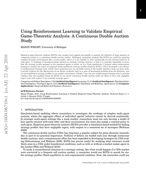 Pdf Using Reinforcement Learning To Validate Empirical Game Theoretic