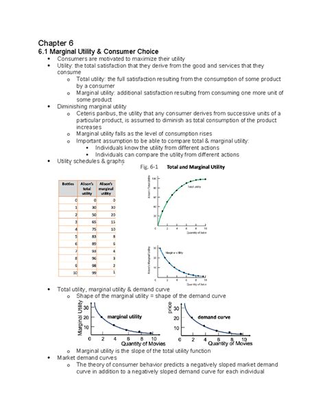 Econ 208 Ch6 Ch6 Notes Chapter 6 6 Marginal Utility And Consumer