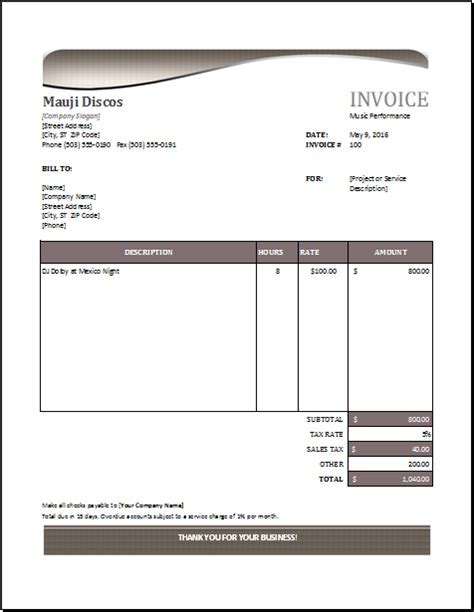 Performance Invoice Template Besttemplatess Besttemplatess