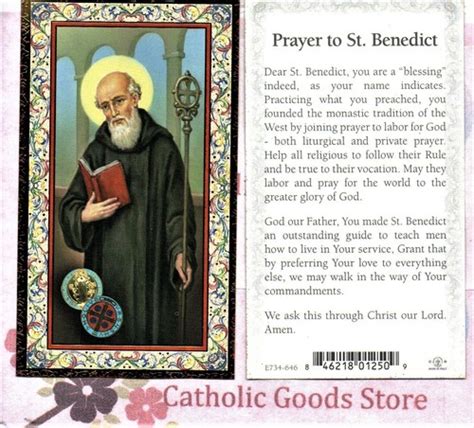 Prayer To Saint Benedict Gold Trim Paperstock Holy Card E734 646 Ebay