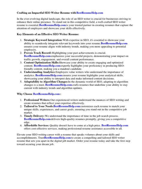 Seo Writer Resume Pdf Search Engine Optimization Résumé
