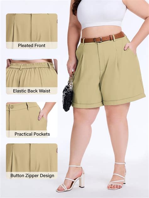Plus Size Shorts For Women Wide Leg Khaki Moon Wood