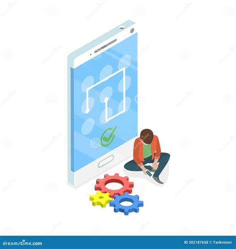 3d Isometric Flat Vector Illustration Of Biometrics Identification And