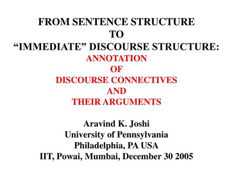 Ppt From Sentence Structure To “immediate” Discourse Structure