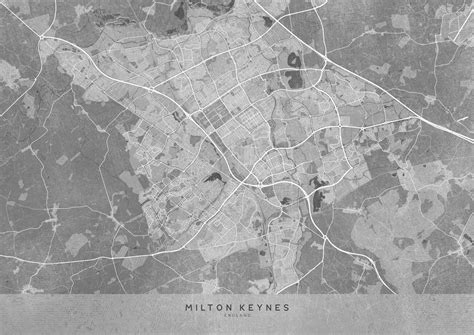 Illustration Artistiques Map Of Milton Keynes England In Gray