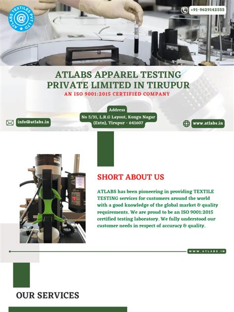 Professional Textile Testing Laboratory In Tirupur Pdf