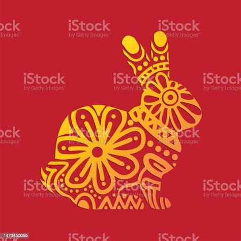 빨간색 배경과 노란색 꽃이 있는 장식용 도들 아트 토끼 벡터 삽화 행복한 부활절 부활절 카드 배너를 장식 토끼 부활절 달걀 꽃과 바구니 민속 스타일 패턴 가축에 대한 스톡