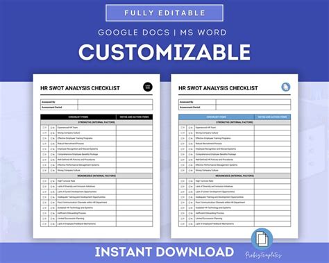 Hr Swot Analysis Checklist Hr Strengths And Weaknesses Guide Human