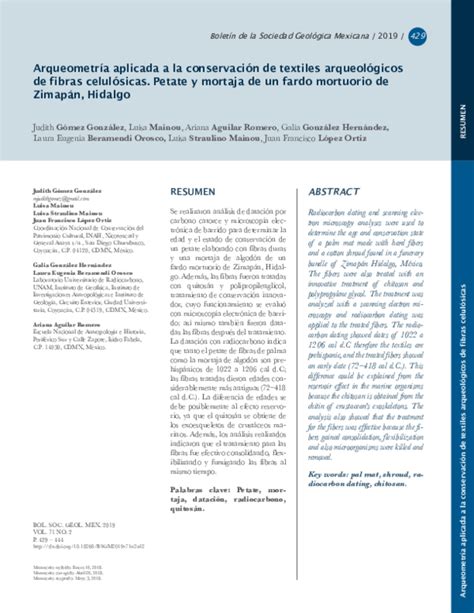 Pdf Arqueometría Aplicada A La Conservación De Textiles Arqueológicos De Fibras Celulósicas