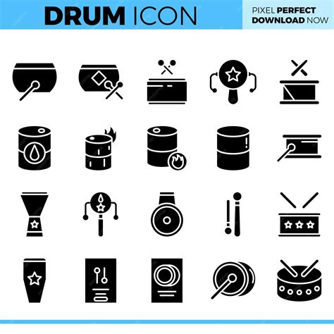 Premium Vector Vector Drum Icon Set
