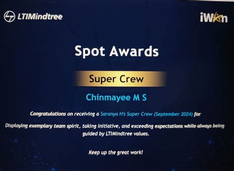 Thrilled To Share That Ive Been Awarded Super Crew By Saranya H At