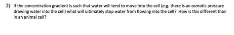 Solved If The Concentration Gradient Is Such That Water Will