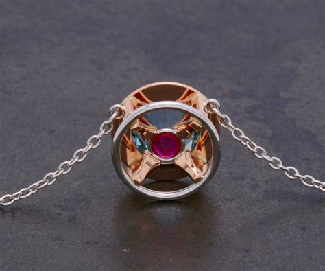 Aquamarine And Ruby 18k Rose Gold And Platinum Solitaire Pendant Necklace For Sale At 1stdibs