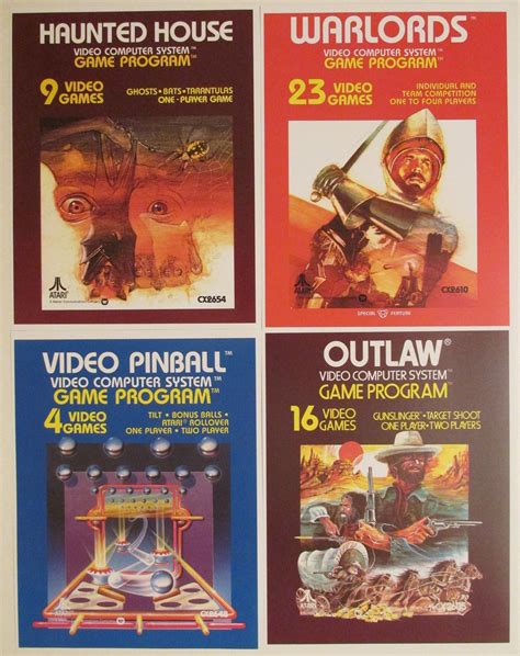 Atari 2600 Video Game Box Art Reproduction Four 85x11 Poster Prints