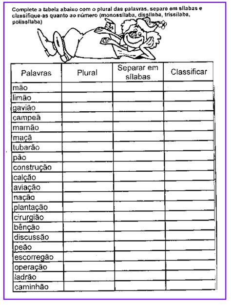 Jornal R 7ª Plural Separar Sílaba Classificar