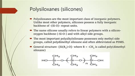 Polysiloxanes Preparation And Properties By Dr Salma Amir Pptx