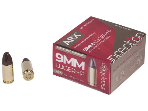 Inceptor Preferred Defense 9mm Luger P Ammo 65 Grain Inceptor Arx