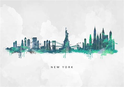 Green New York City Drawing New York Print Shop Series Anderson