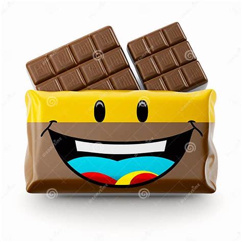 Rosto Feliz Chocolate Barra Doce Emoji 3d Ilustração Stock Ilustração