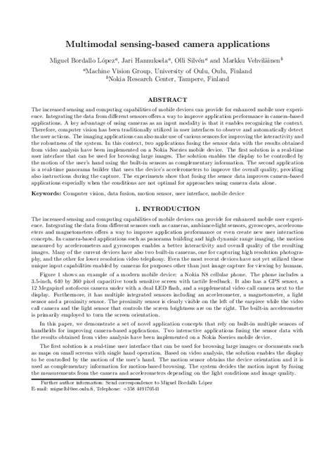 Pdf Multimodal Sensing Based Camera Applications