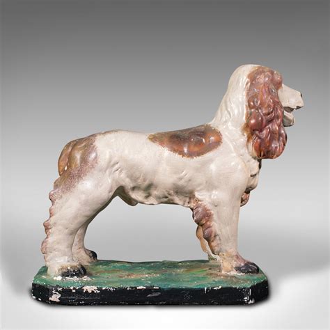 Large Antique Cocker Spaniel Figure English Plaster Dog Statue