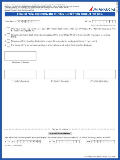 Request Form For Receiving Dis Cdsl Pdf