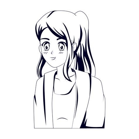 Anime Girl Sketch Style 11251326 Vector Art At Vecteezy