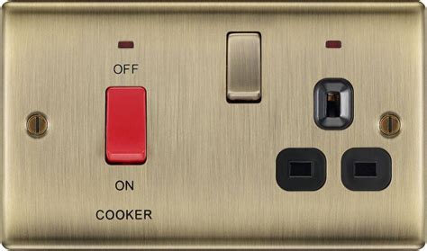 Nexus Metal Antique Brass Cooker Switch With 13a Socket Nab70b The