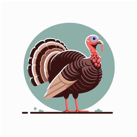 A Cartoon Turkey Standing On A White Background Flat Design