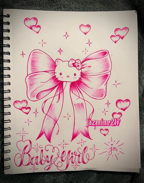 Hello Kitty Ribbon 🎀 Kitty Drawing Hello Kitty Drawing Chicano Drawings