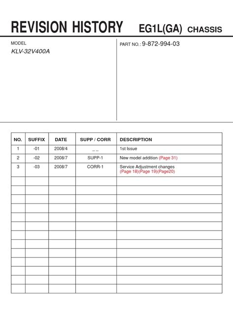 Sony Klv-32v400a klv-32v400b Chassis Eg1l 987299403 Rev.3 | PDF ...