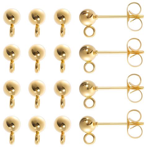 1 Box 40pcs 304 Stainless Steel Ball Post Stud Earring Findings With