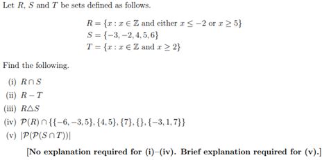 Solved Let R S And T Be Sets Defined As Follows R X X Chegg