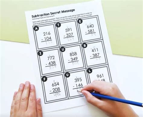 Subtraction Worksheets Secret Message By Anna Geiger The Measured Mom