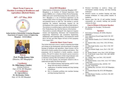 Short Term Course On Title Machine Learning In Healthcare And