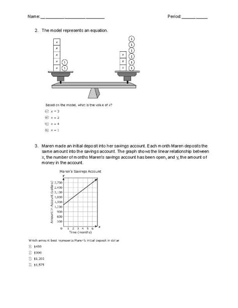 Algebra 1 Pre Test By Lets Go Math Tpt