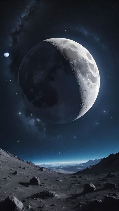 Moon 🌙 Wallpaper Digital Art Design Planet And Moon In Space 8k Moon