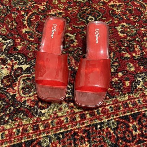Womens Red Slides Depop