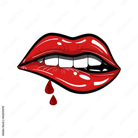 Sexy Lips Biting With Drops Of Blood Stock Vector Adobe Stock