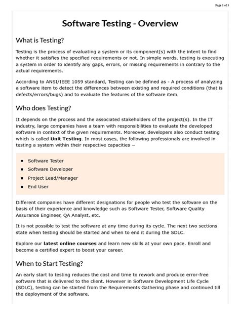 Software Testing Overview Pdf Software Testing Verification And
