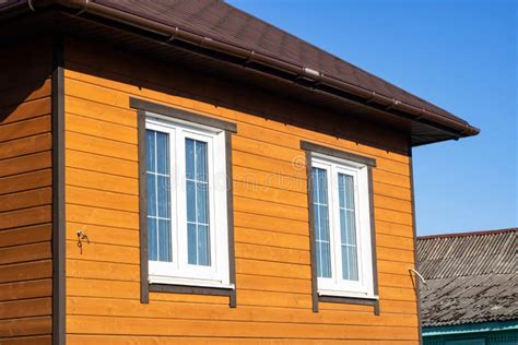 Exterior View Of Wooden House And Windows Stock Image Image Of Facade