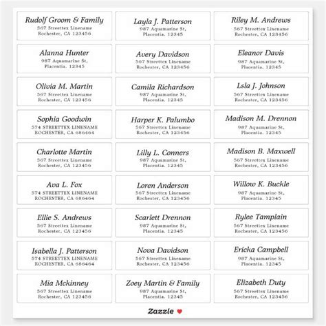 Customizable Wedding Guest Lable Sticker Zazzle Address Label