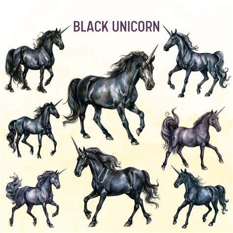 Black Unicorn Clipart Black Unicorn Wall Art Unicorn Clipart Set