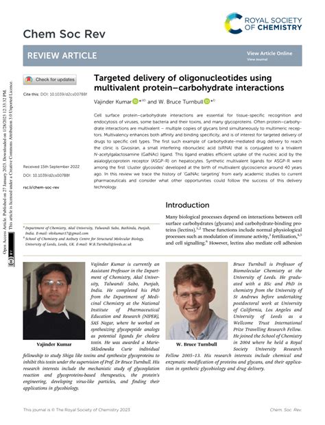 PDF Targeted Delivery Of Oligonucleotides Using Multivalent Protein Carbohydrate Interactions